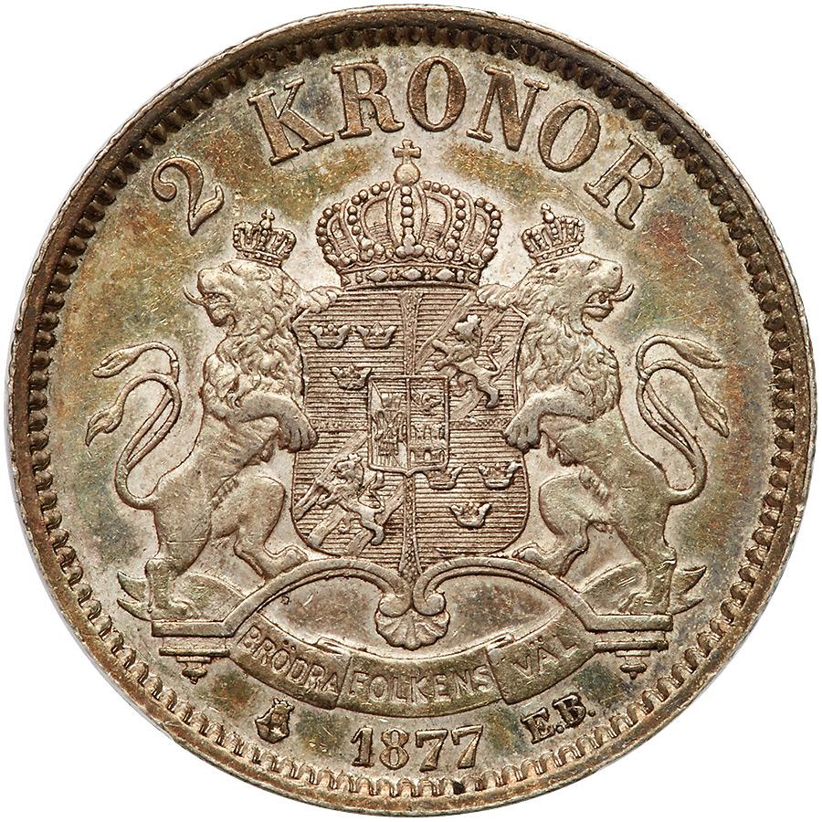 Sweden. 2 Kronor, 1877-EB