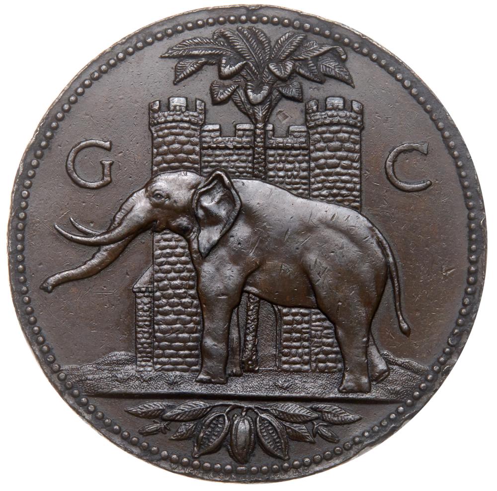 Gold Coast. Cocoa Elephant Token, 1920-1921