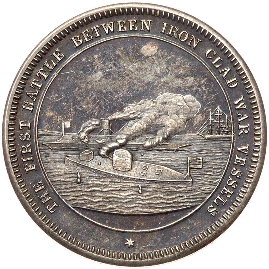 1862. Silver Medal 30 mm (10.07g). First Battle between Iron Clad War ...