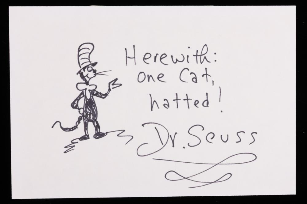Theodor Geisel (Dr. Seuss) Handwritten Note with Original Drawing of ...