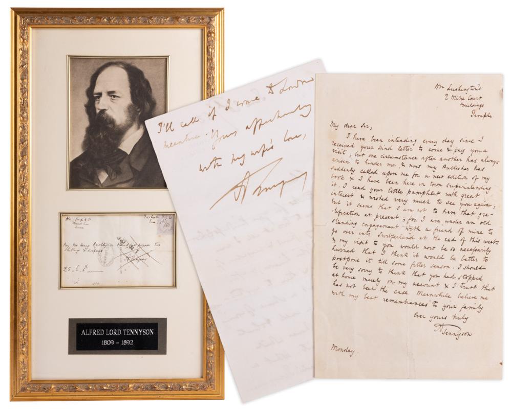Alfred Tennyson â Two Autograph Letters Signed and Framed Notation