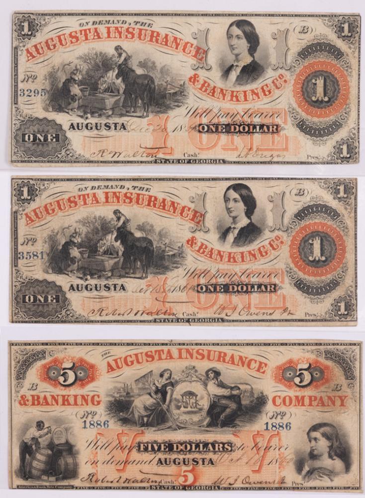 A trio of Augusta, Georgia. Augusta Insurance & Banking Company Notes