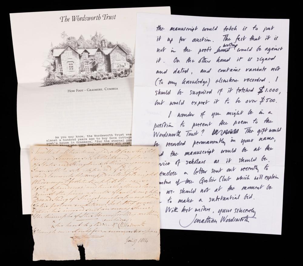William Wordsworth: English Romantic Poet Original Sonnet Signed in ...