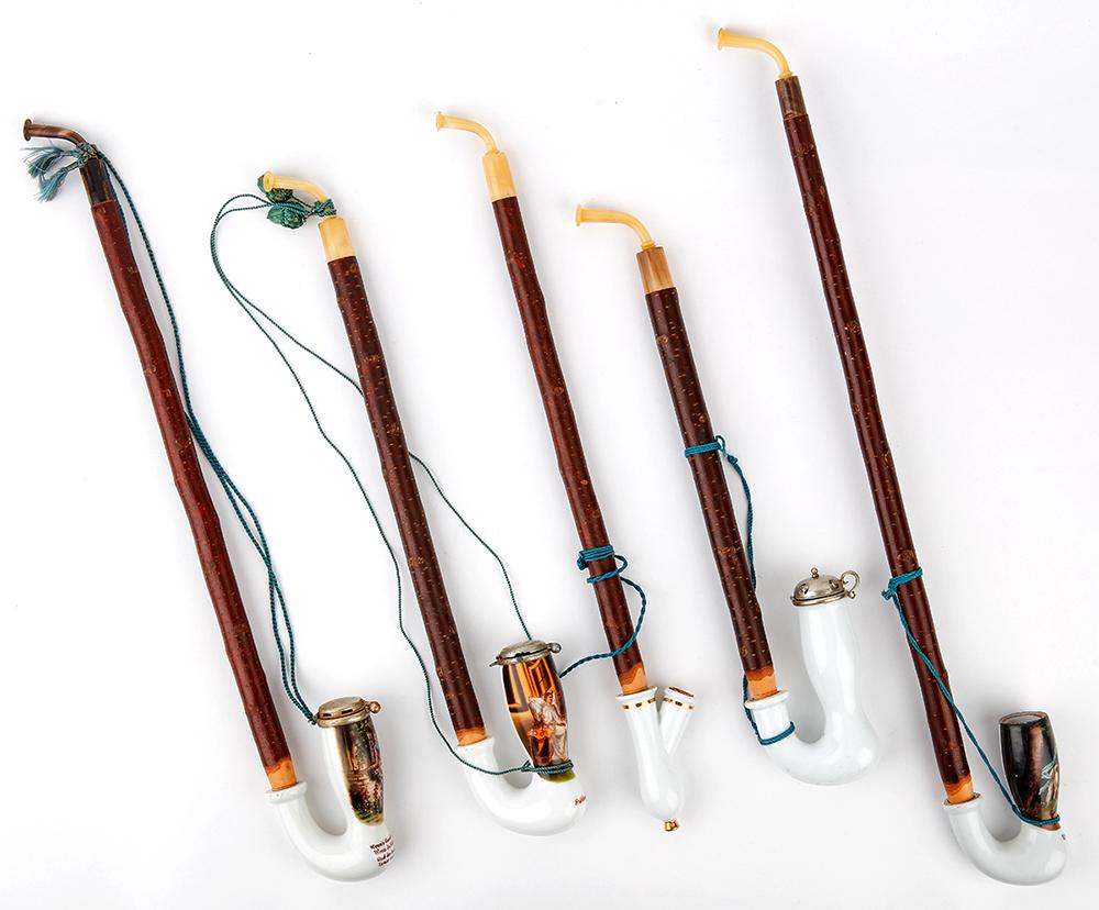 Collection of 10 Vintage German Porcelain & Briar Wood Pipes, One Ropp ...
