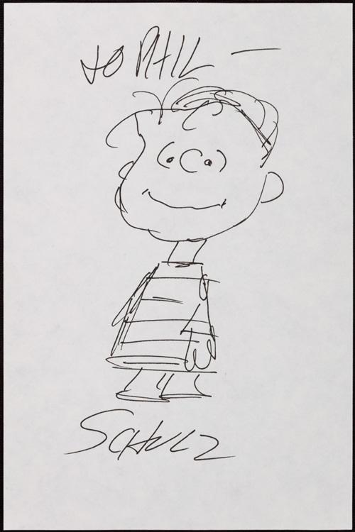 Schulz, Charles: Terrific Sketch of Linus, Inscribed and Signed
